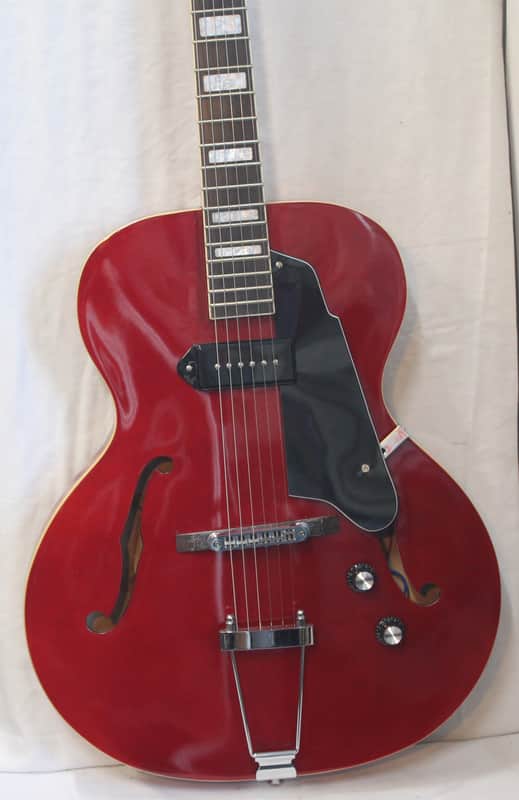 Grote ES135 style in Hard Shell Case - Red Gloss | Reverb