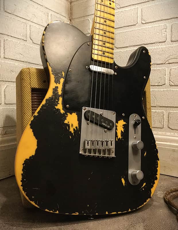 Relic Squier Telecaster Road Worn Black Electric Guitar by | Reverb