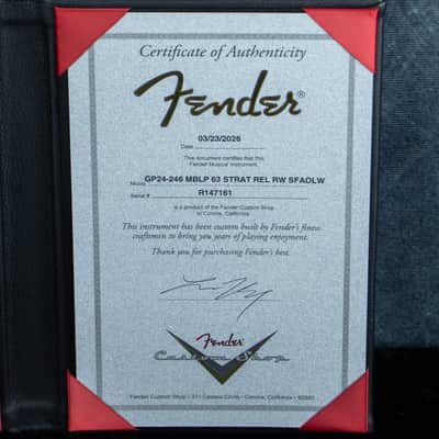 Fender Custom Shop Levi Perry Masterbuilt 63 Strat Relic | Reverb