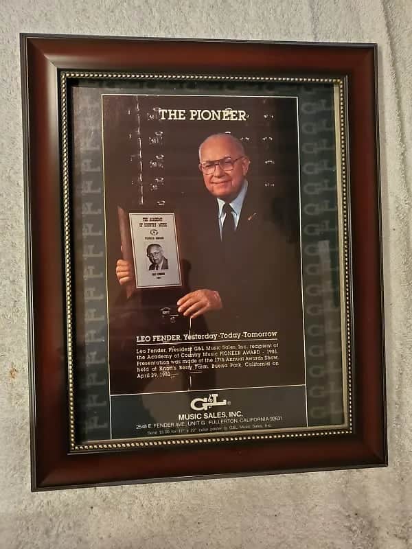 1982 G & L Guitars Color Promotional Ad Framed Leo Fender CMA | Reverb