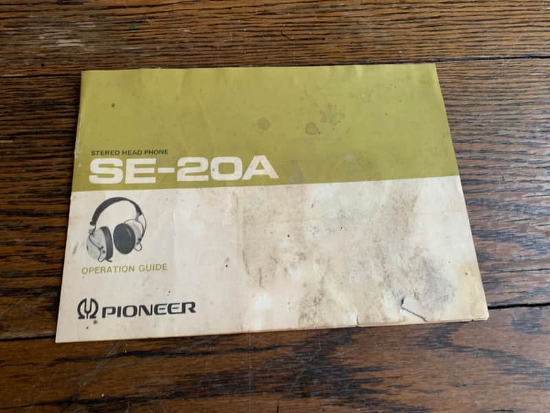 PIONEER 1970'S SA- 20A HEADPHONES MANUAL/ TECHNICAL | Reverb Canada