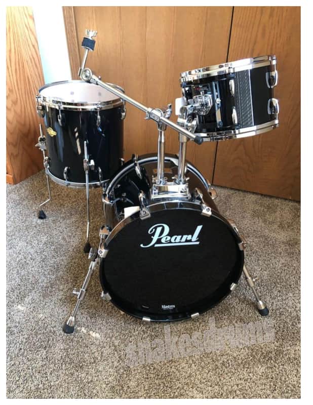 Pearl Masters Piano Black lacquer Jazz Bop Drum Kit 18,12,14 | Reverb