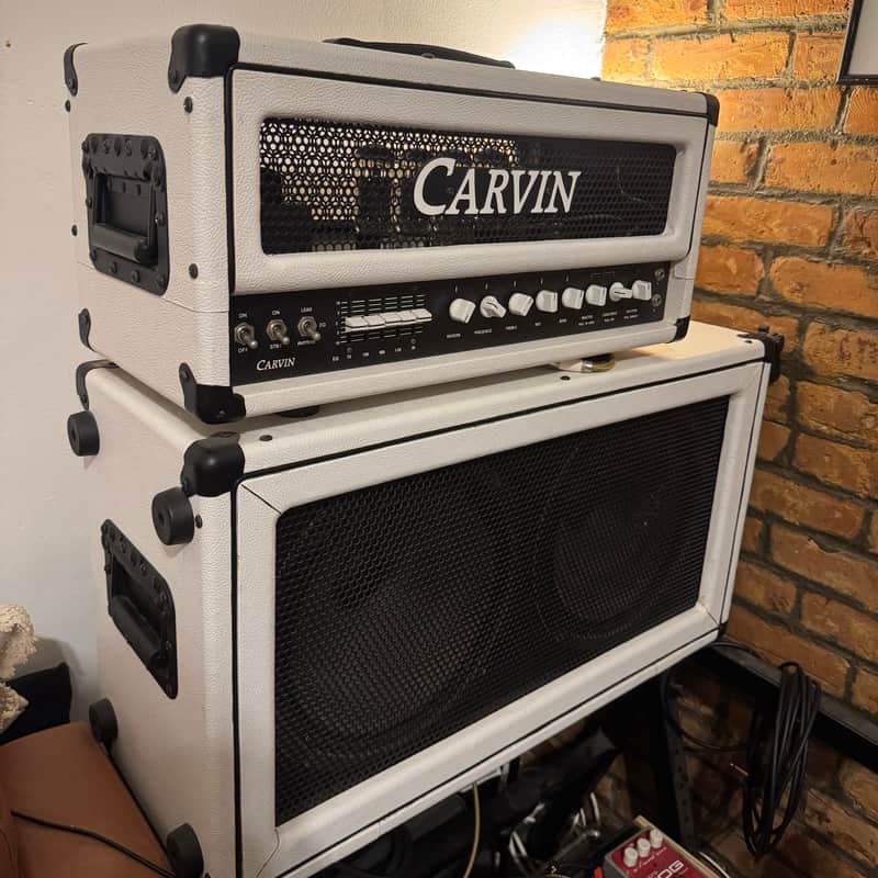 Carvin X-100B Amp Head and Cab - Custom White Tolex | Reverb