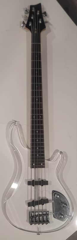 Galveston 5-String Acrylic Bass Clear w/ Padded Gig Bag + 90° | Reverb