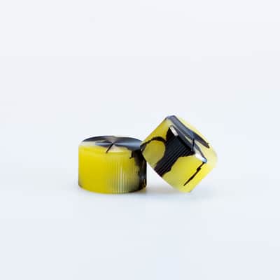 Yellow/Black Ribbed Set Screw Knob Duo - Flat Top | Reverb