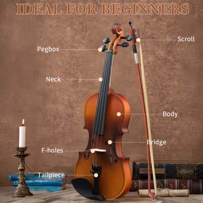 Cxxss 3/4 Full Size Natural Color Acoustic Violin w/ Case Bow | Reverb