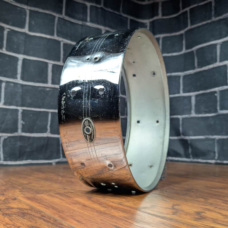 Slingerland 14"x5" Chrome‑Over‑Brass Snare Drum Shell – 8‑Lug | Reverb