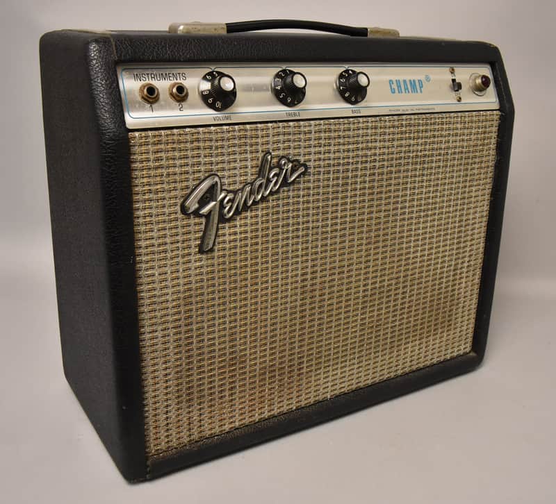 1973 Fender Champ 1x8 Combo Amplifier Silverface | Reverb