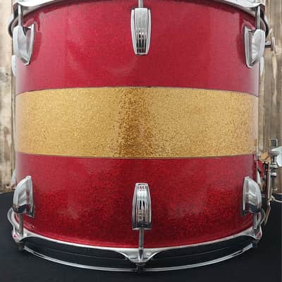 60's Ludwig 15"x12" Firehouse #4 Red/Gold Tri-Band Sparkle | Reverb