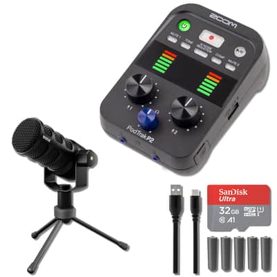 Zoom PodTrak P2 Solo Podcast Bundle with Rode PodMic USB | Reverb