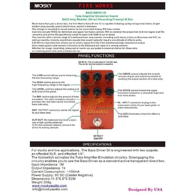 Mosky FIREWORKS Bass DRIVE DI FX Pedal Tube Amplifier | Reverb