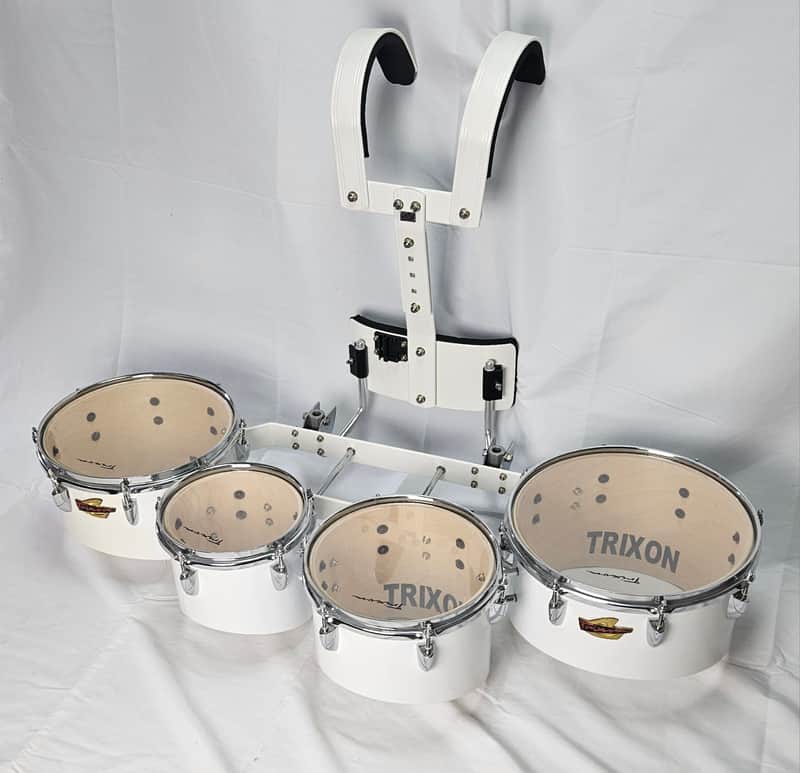 Trixon Field Series Marching Tenor Set W/Harness - White | Reverb