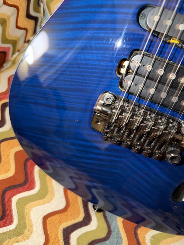 Ibanez Prestige S5470 - Japan Transparent Blue Flame Maple | Reverb