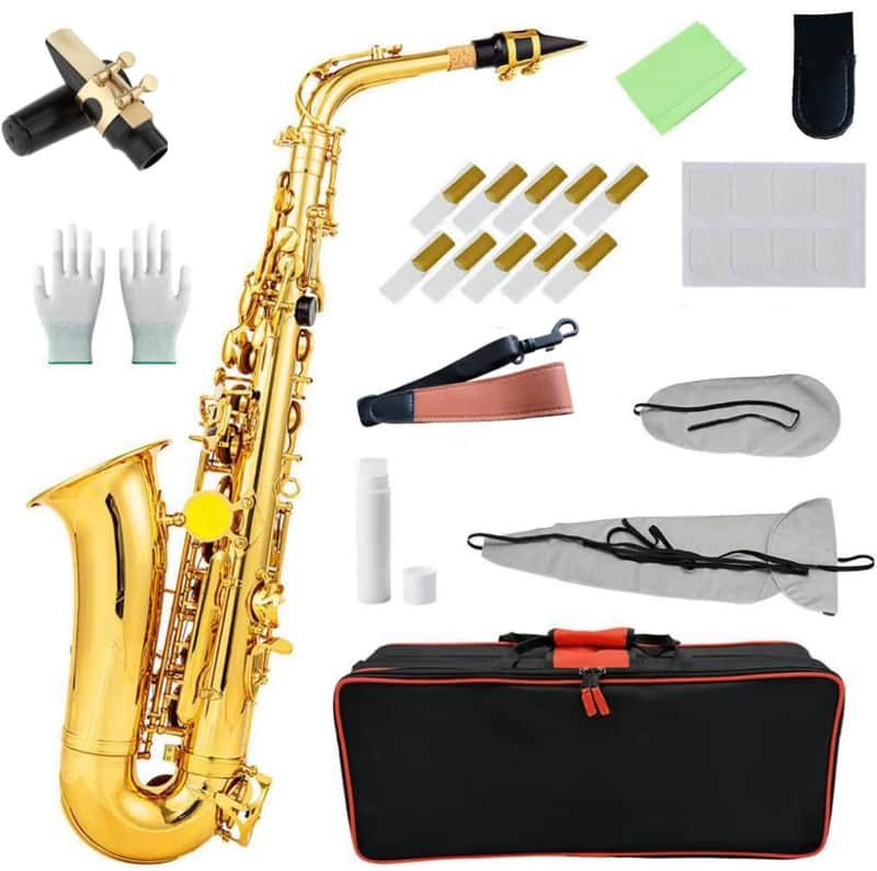 Alto Saxophone High Quality Brass Sax with E-Flat Gold | Reverb