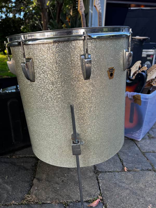 *VERY RARE* Ludwig Floor Tom 16" 1958-1959 - Silver Sparkle | Reverb