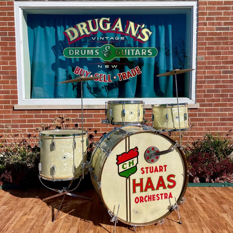 1939 Ludwig Drum Set Avalon Pearl 28/13/16 w/ 8x14 Snare | Reverb