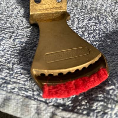 Allen MR-10 mandolin cast tailpiece Unplated Bronze aged | Reverb