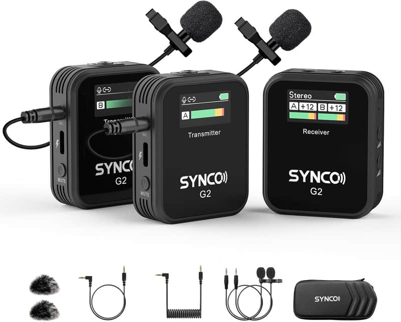 Synco G2(A2) Wireless Lavalier Microphone, Dual Channel Lapel | Reverb