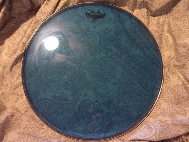 Remo Emperor Colortone Blue Drum Head 16" pulled from a | Reverb