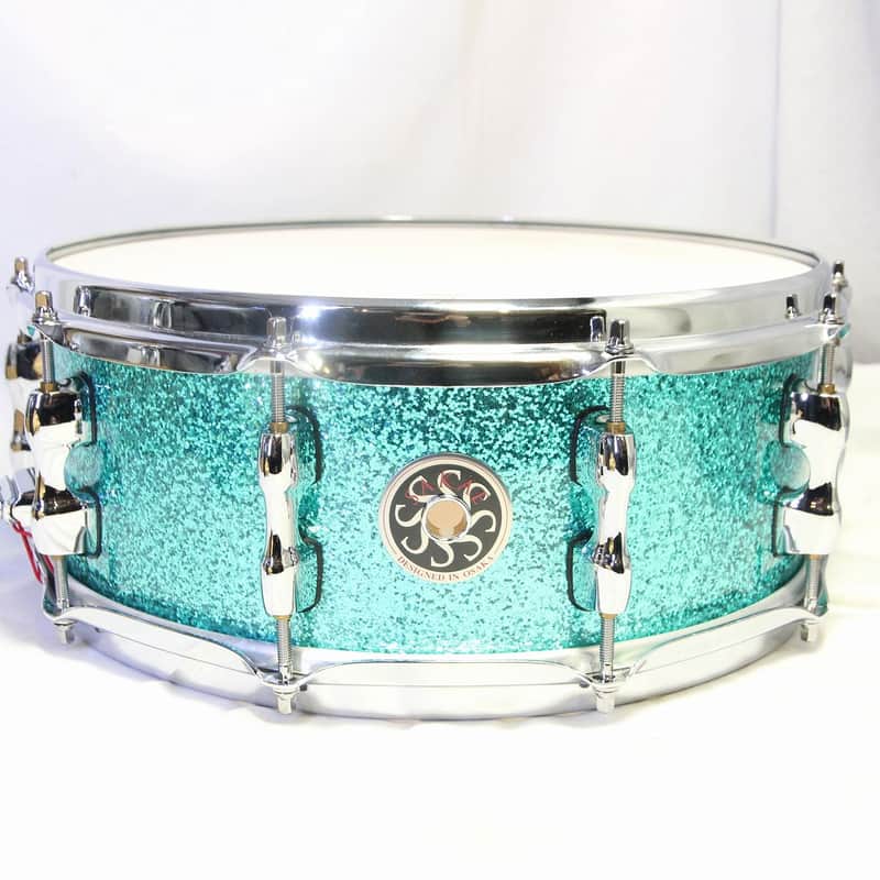 SAKAE SD1455MA/MH Maple Snare 14Ã E.5 Turquoise Champagne | Reverb