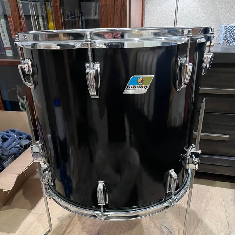 Ludwig 18 inch floor tom 6 ply maple 70s - Black cortex | Reverb