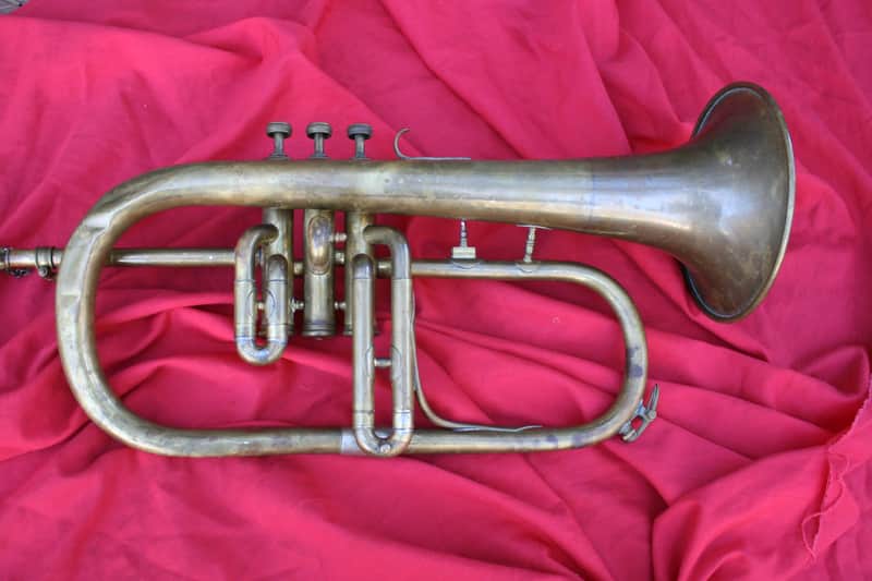 Pelisson Lyon French military Bb Flugel horn 1960 raw brass | Reverb