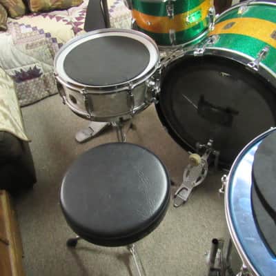 Pork Pie 3 Piece Drum Set 1999 Metal Flake Green + Extras | Reverb