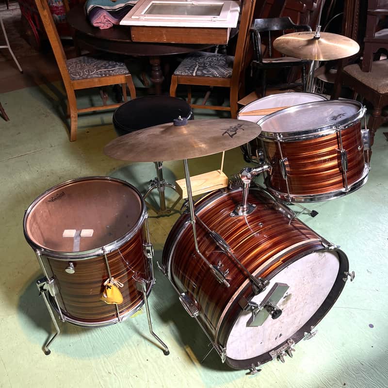 1970s Hoshino/Pre-Tama Root Beer Swirl Drum Kit (VIDEO! Fresh | Reverb