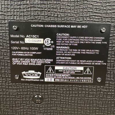 Vox AC15C1 1x12 15 Watt Tube Guitar Combo Amplifier W/ | Reverb