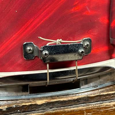1960s Mica-Sonic Deluxe 5.5x14 Snare Drum Red Satin Flame MIJ | Reverb