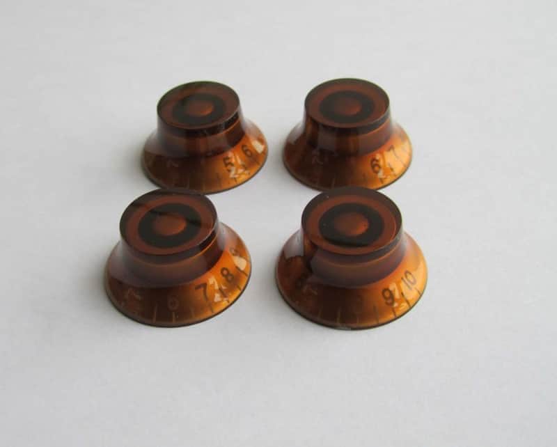 4 Pieces Amber Guitar Top Hat Metric Control Knobs | Reverb