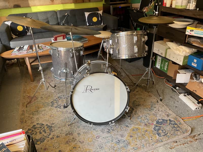 Rogers Holiday Silver Sparkle Drum Kit 1960's w/ Zildjian | Reverb