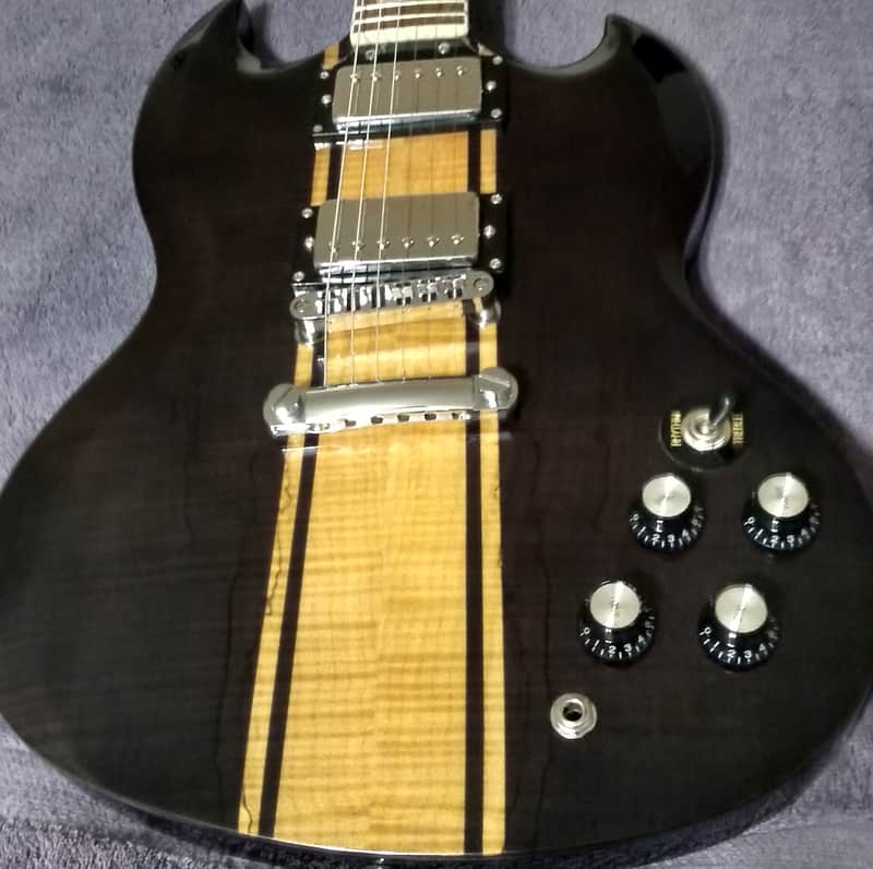 Firefly 2021 Spalted & Flamed Maple Top Transparent Black SG | Reverb