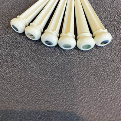 Martin APP0013 Luxe Liquid Metal Bridge Pin Set - Bone w/ | Reverb