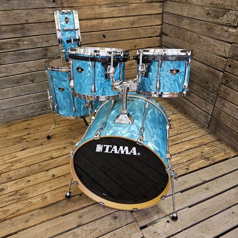 Tama Superstar Drum Kit, Turquoise Satin Flame USED! | Reverb