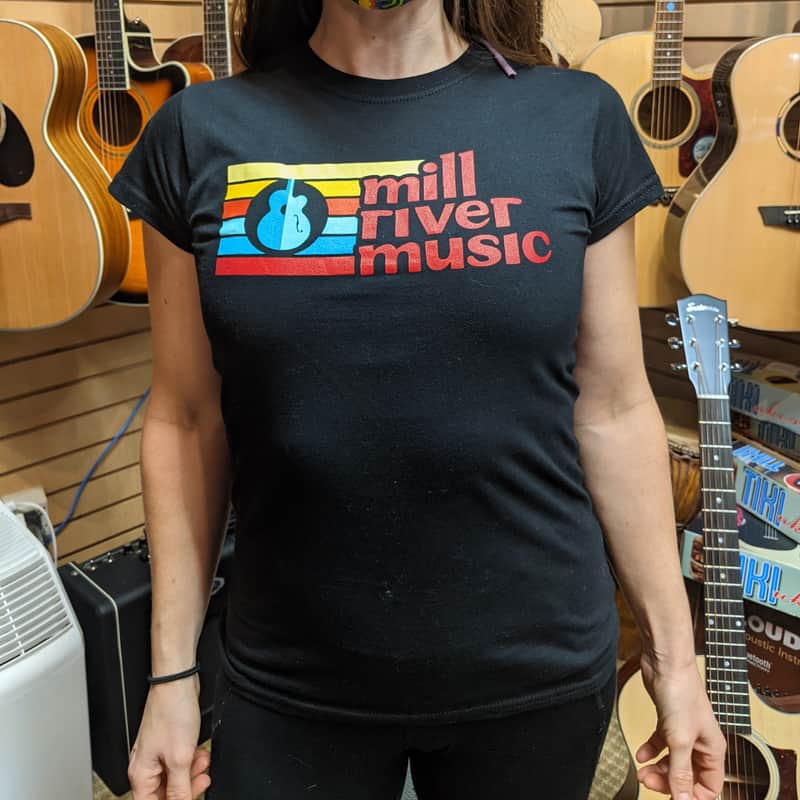 Mill River Music T-Shirt 1st Edition Main Logo Black Ladies | Reverb
