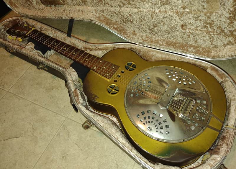 1936/37 Dobro M32 Fiddle-Edge Steel Resonator Roundneck | Reverb