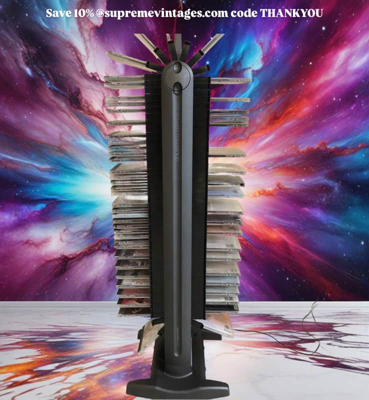 CD Power Tower 100 SHARPER IMAGE Motorized CD/Games Storage | Reverb