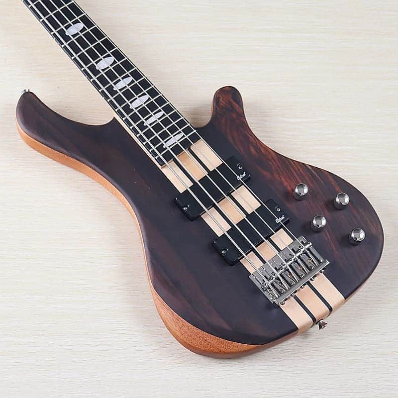 5 String Electric Bass Zebra Wood Top, Ash Wood Body, Maple | Reverb