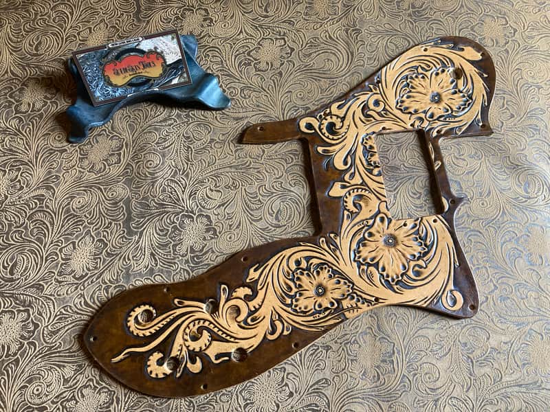 Custom Tooled Leather Pickguard fits Fender Telecaster 72 | Reverb