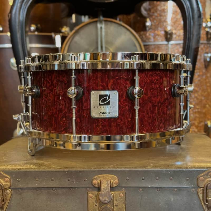 USED Sonor 7x14 Designer Maple Light Snare in Cherry Birdseye | Reverb