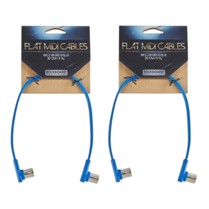 RockBoard Flat MIDI Cable 30 cm 12 in, Blue 2-PACK | Reverb