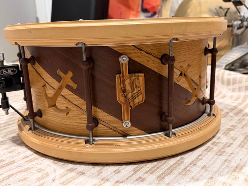 SJC 2012 NAMM Nautical Snare 2012 - Marble + Zebra Wood | Reverb