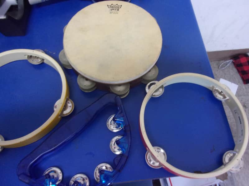 Lot of 4 Tambourines Remo PTS, Ikea x 2 WOOD and plastic semi | Reverb