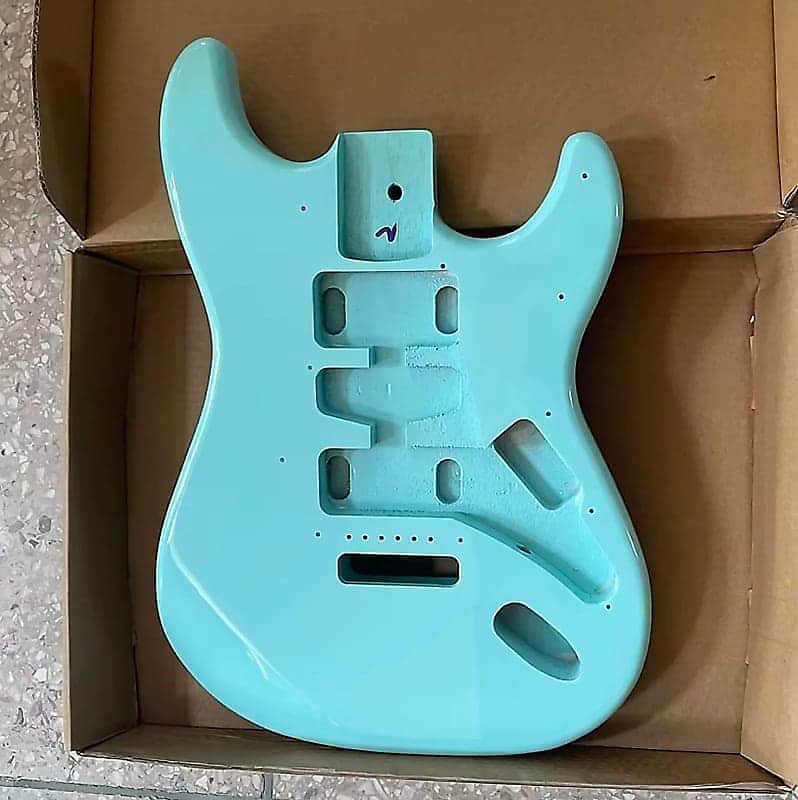 Light Blue Poplar Wood Guitar Strat Stratocaster Style Body | Reverb
