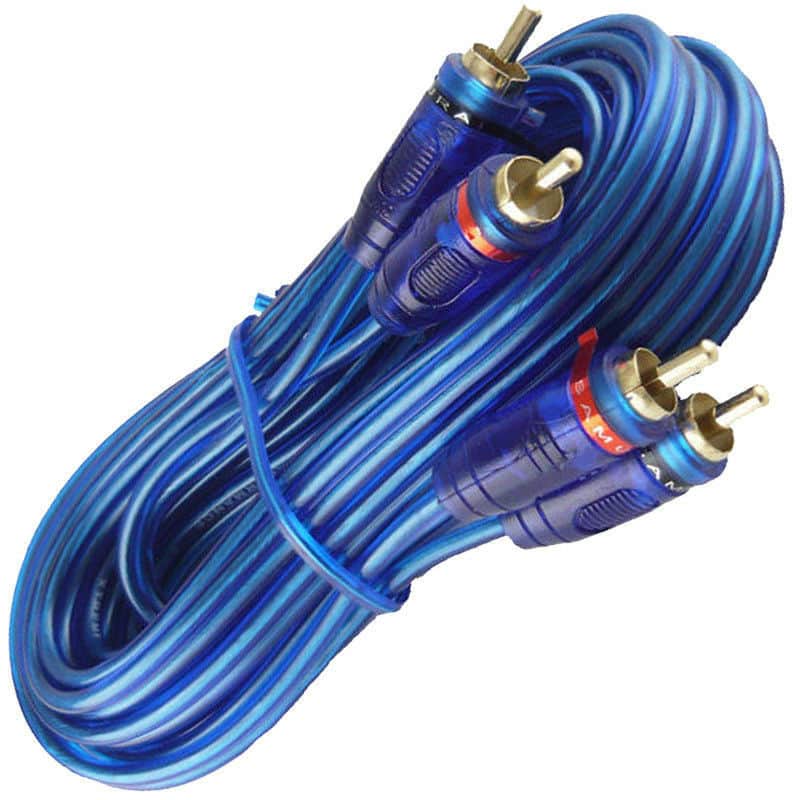 Absolute ABC15B 15 Feet 2 Ch Blue Twisted Car Amp Gold RCA | Reverb