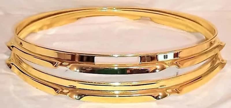 UNMARKED SNARE DRUM HOOPS SET 12"/8 LUGS - BRASS PLATED! | Reverb