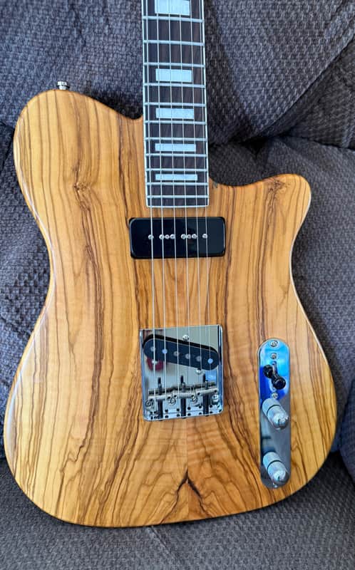 Custom Full access Telecaster style Flamed Olive Wood top, | Reverb