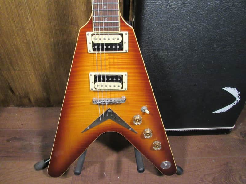 Dean Flying V Amber Burst Flame Maple Made in Korea With | Reverb