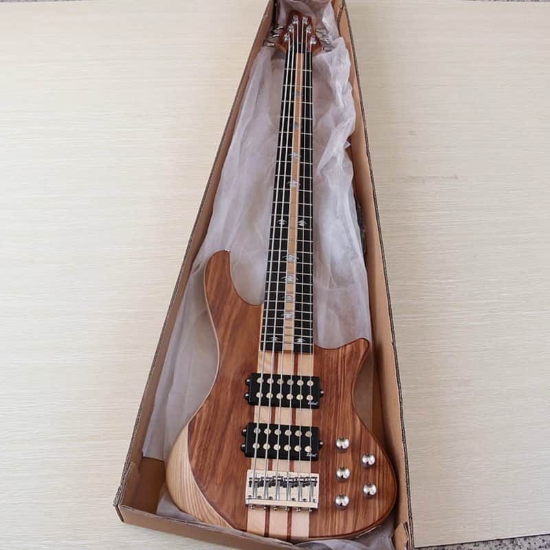 Custom 6 String Electric Bass, Zebra Wood Top Body, Maple | Reverb